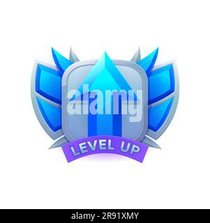 Level up icon with arrow and award ribbon. Level Up Sign Symbol Stock ...