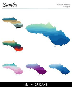 Sumba map. Collection of maps of Sumba in dotted style. Borders of the ...