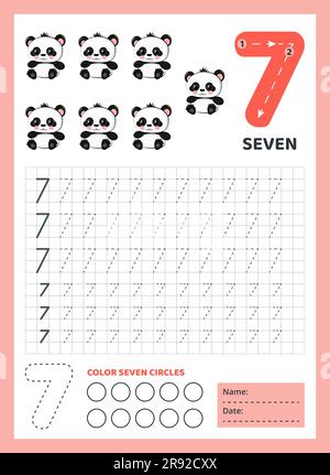 Numbers 1, 2, 3 tracing practice worksheet for kids Stock Vector Image ...