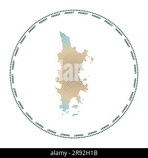 Phuket icon. Round logo with island map and title. Stylish Phuket badge ...