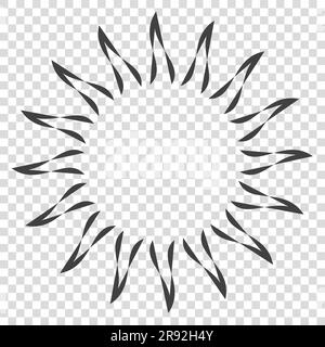 Tribal flaming sun stencil Outline vector illustration Isolated on ...