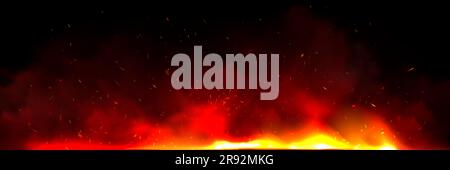 Fire and ember overlay effect and smoke background. Grill hot flame ...