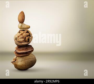 Stacked different nuts on light brownish grey gradient background Stock ...