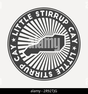 Vintage map of Little Stirrup Cay. Grunge sunburst around the island ...