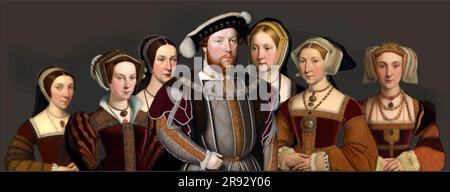 King Henry VIII and his six wives: Catherine of Aragon, Anne Boleyn ...