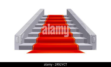 Castle and palace staircase. Marble stairs with red carpet, vector ...