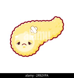 Cartoon sick pancreas organ character. Digestive system internal organ ...