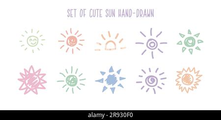 Set of hand drawn abstract nature background. vector colorful ...