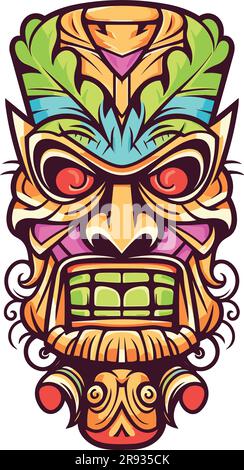 tiki festival, tiki man vector illustration, tiki man art for t-shirt ...