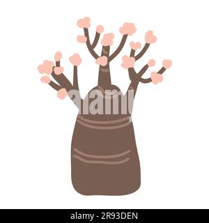 Hand drawn vector adenium or bottle tree icon. Doodle Scandinavian ...