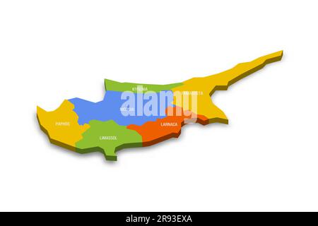 Cyprus map, administrative division with names, old paper background ...