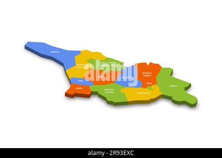 Georgia map design. Country names in different languages and map shape ...