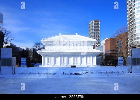 Sapporo Snow Festival HTB snow square projection mapping Stock Photo ...