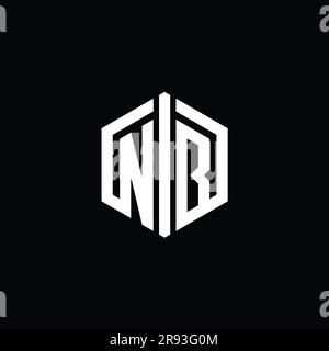 NB Letter Logo monogram hexagon shape with connect outline style design ...