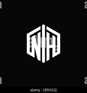 NH Logo monogram hexagon shape with geometric abstract isolated outline ...