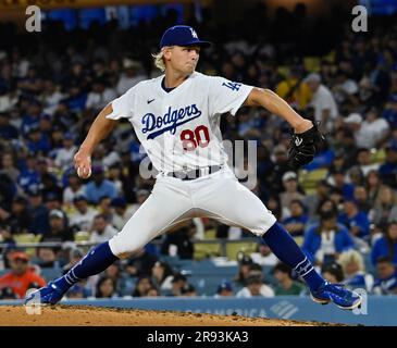 Los Angeles Dodgers pitcher Emmet Sheehan throws during the first ...