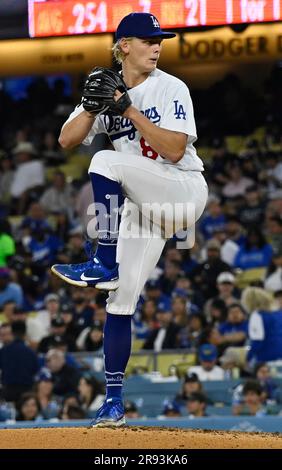 Los Angeles Dodgers pitcher Emmet Sheehan (80) and pitcher Tyler ...