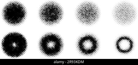 Textured gradient spheres set. Dotted circles collection. Stippled ...