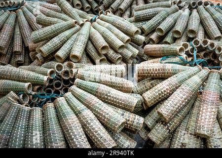 traditional bamboo fish and shrimp traps in Yen Bai province, Vietnam ...