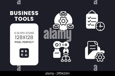 Business tools white solid desktop icons set Stock Vector Image & Art ...