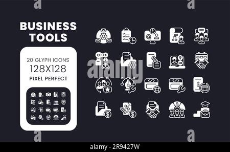 Business tools white solid desktop icons set Stock Vector Image & Art ...
