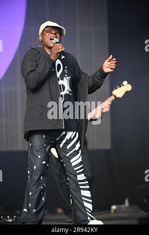 Chris Amoo of The Real Thing British band performs at Lets Rock Leeds ...