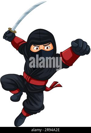 Ninja Jumping and Brandishing Sword illustration Stock Vector Image ...
