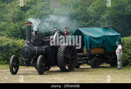 Miniature steam engines are driven during the annual London New Year's ...