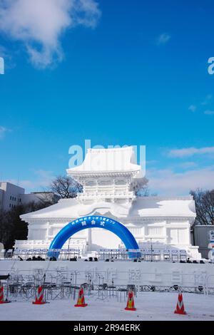 Sapporo Snow Festival HTB snow square projection mapping Stock Photo ...