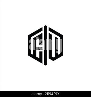 EV Letter Logo monogram hexagon shape with ornament abstract isolated outline design template ...