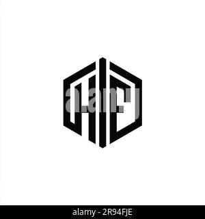 HF Letter Logo monogram hexagon shape with crown castle geometric style ...