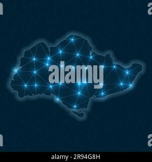 Sentosa - communication network map of island. Sentosa trendy geometric ...