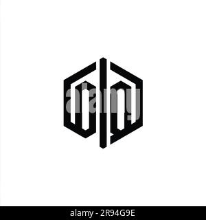 OQ Letter Logo monogram hexagon shape with connect outline style design template Stock Photo - Alamy