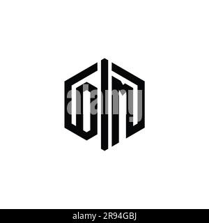 OM Letter Logo monogram hexagon shape with triangle outline sharp slice ...
