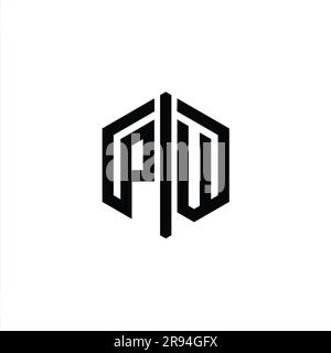 PV Letter Logo monogram hexagon shape with ornament abstract isolated ...