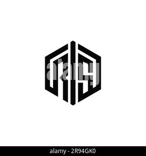 RS Letter Logo monogram hexagon shape with crown castle geometric style ...