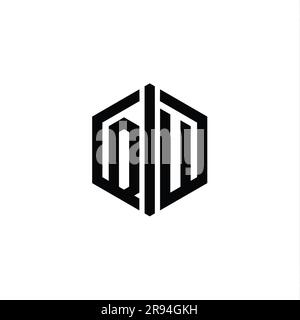 QU Logo monogram letter with hexagon horn shape design template Stock ...