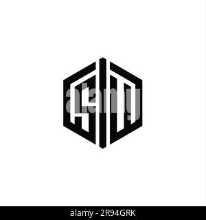 SU Letter Logo monogram hexagon emblem shape with stripes outline style design template Stock ...