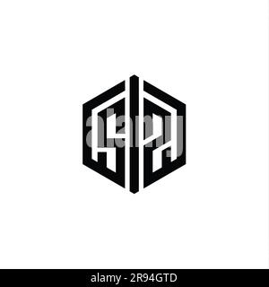 SZ Letter Logo monogram hexagon shield shape crown castle geometric with outline style design ...