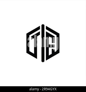 TE Letter Logo monogram hexagon emblem shape with stripes outline style ...