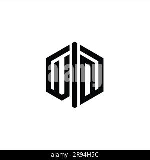 VD Letter Logo monogram hexagon shape with connect outline style design ...