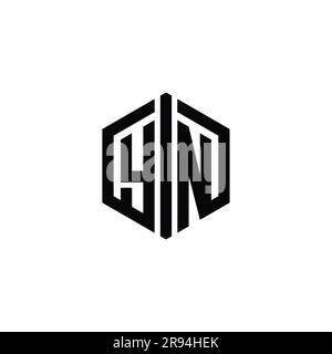 YN Letter Logo monogram hexagon shape with triangle outline sharp slice ...