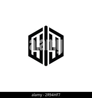 YY Letter Logo monogram hexagon shape with triangle outline sharp slice style design template ...
