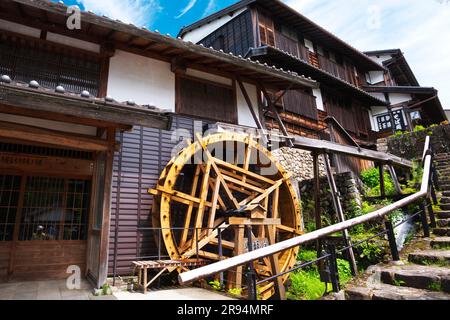 Magomejuku and water wheel Stock Photo - Alamy