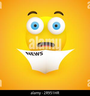 Surprising News - Emoji with Pop Out Eyes Reads a Newspaper - Simple ...