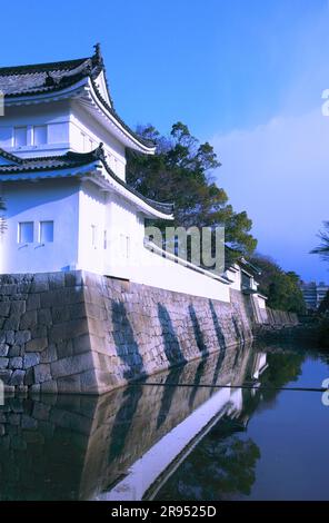 Nijo Castle moat Southeast Corner Yagura Turret lighting at night ...