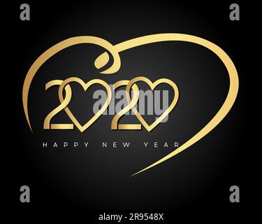 Happy New Year 2020 with Heart. Vector New Year illustration. Brochure ...