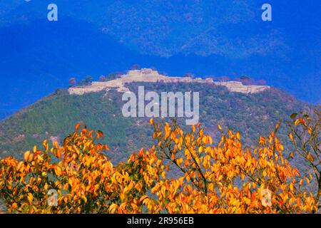 Takeda Castle Ruins and foliage of cherry trees Stock Photo - Alamy