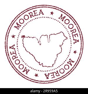 Moorea badge. Map of the island with beautiful geometric waves and ...