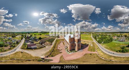 360° view of full hdri 360 panorama aerial view of neo gothic temple or ...